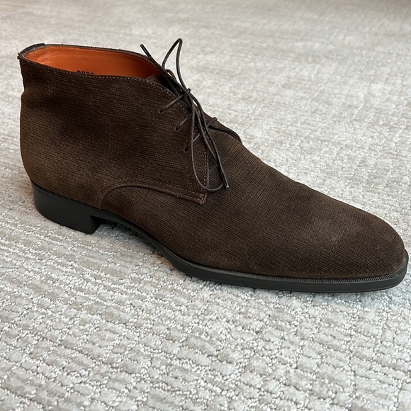 Santoni | Shoes | Santoni Brown Suede Dress Boots | Poshmark